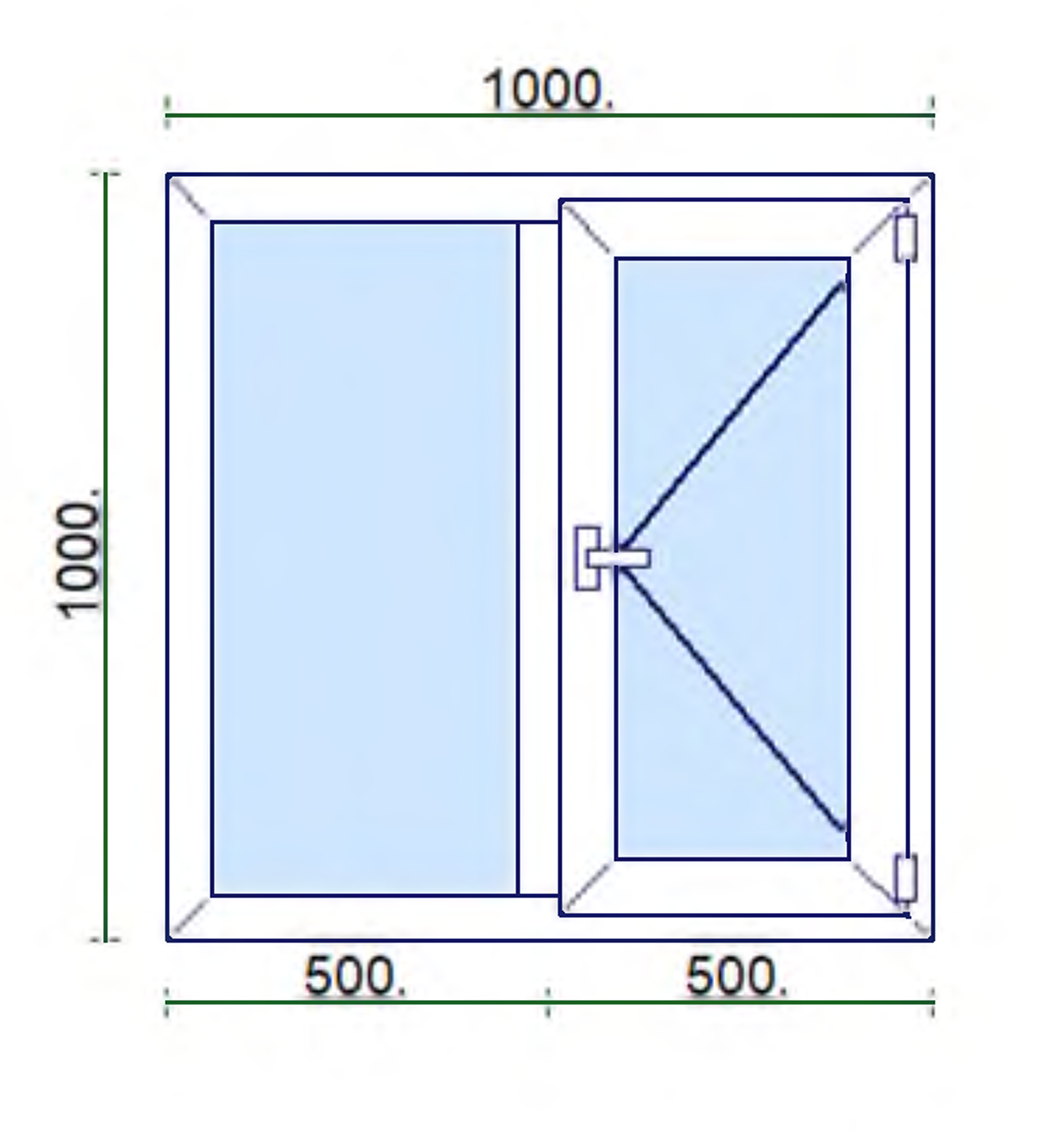 Fereastra PVC termopan, 4 camere, wenge, 100 x 100 cm, fix + simpla ...